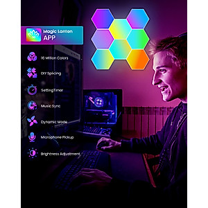 NIUCOO 8 Pack Hexagon Led Lights Wall Panels: RGB Gaming Lights with APP Smart Modular Panel Hex Tiles Push Glide Expansion Shapes Lights