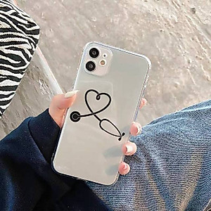 Clear Nurse Themed Stethoscope Phone Case Fits iPhone 13 Mini, Smaller Screen Frontline Worker Nursing Small Cover Heart Love Hospital Medical Health Medicine Caregiver