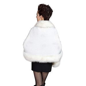 ELFJOY White Faux Fur Bridal Shawl Wrap for Wedding and Evening Dresses - Luxury Fur Cape