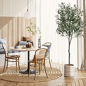 VIAGDO Artificial Olive Tree 6ft Tall Fake Potted Olive Silk Tree with Planter Large Faux Olive Branches and Fruits Artificial Tree for Home Office Living Room Decor Indoor, 1176 Leaves