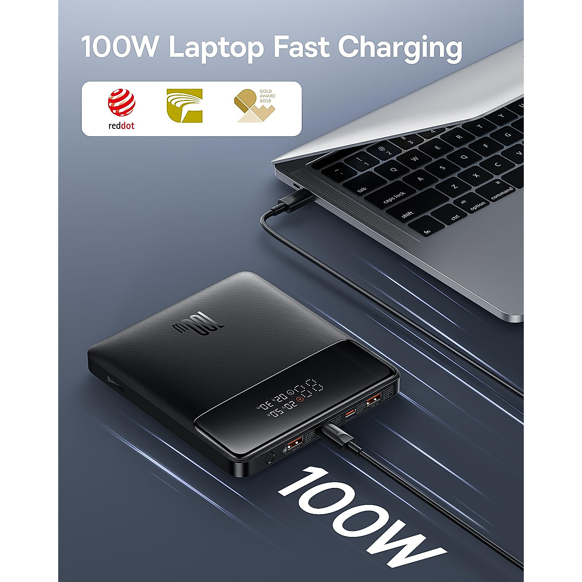 Baseus Power Bank, 20000mAh 100W PD Fast Charging Portable Charger with Digital Display, Blade HD (High Density Version) Laptop Battery Bank for ROG Ally, Steam Deck, MacBook, iPad, iPhone, Samsung