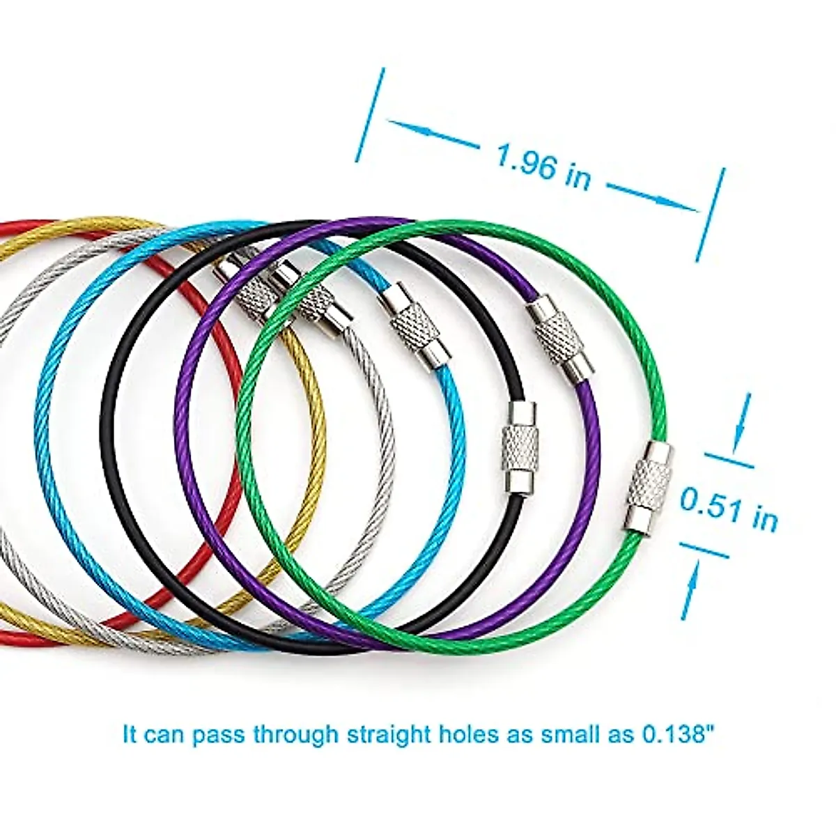 Jollyants Key Rings Stainless Steel Key Chains for Women & Luggage Tag Loops, Key chain Accessories Multicolor 7 Pack, 6.8 inches