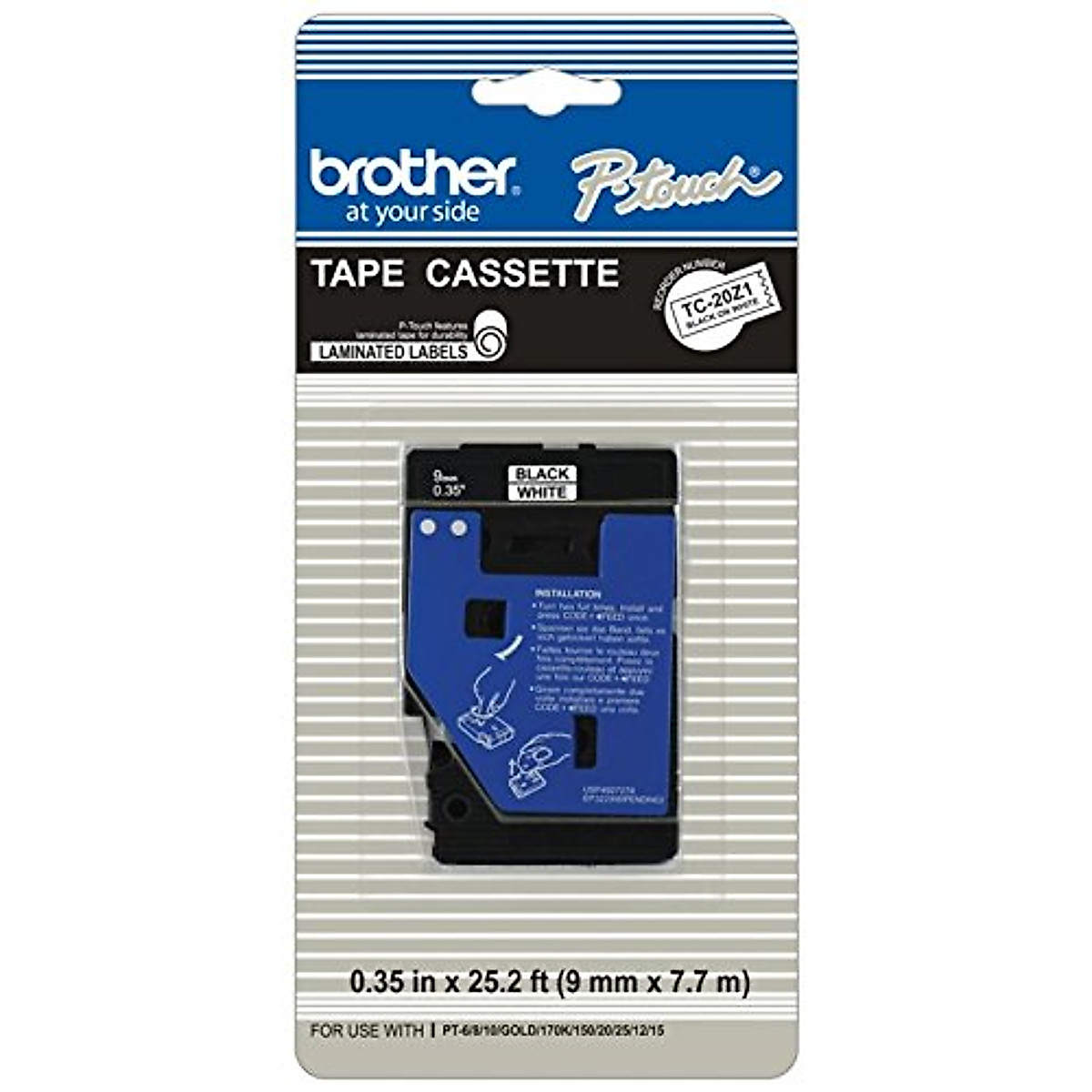 Brother Tc20z1 Tc Labeling Tape For P-Touch Labelers, 3/8-Inch W, Black On White