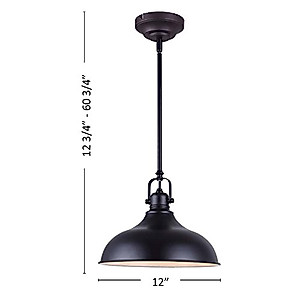 CANARM LPL103A01BK Sussex Integrated LED 1 Light Pendant with Metal Shade, Black