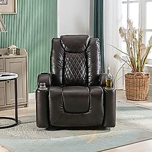 ModernLuxe Power Electric Recliner Chair with USB Charge Port and Cup Holder - Recliner Sofa Overstuffed Electric PU Recliner Chair Home Theater Seating Bedroom & Living Room Chair