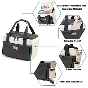 Awanhe Lunch Bag for women, Insulated Lunch Box, Lunch Container, Soft Cooler Cooling Tote Bag for Kids Adult Men, and Women, Durable, Water-Resistant Fabric with Zippered Pocket age：over 0 years old