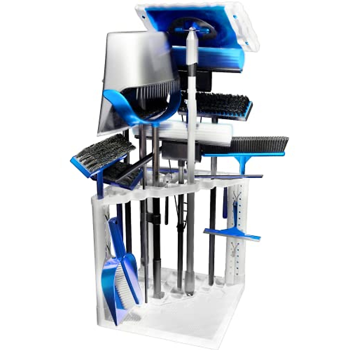 PeerBasics Corner Storage Rack, Home Tool Storage Organization, Up to 35 Tools like Mops Brooms Towels Dust Pan Squeegee, House Closet Garage Garden Yard Plus Pegboard