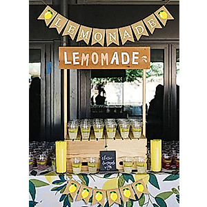 JOZON Lemonade Burlap Banner and Lemon Burlap Banner Jute Summer Lemon Theme Bunting Banner Garland Summer Lemon Theme Birthday Baby Shower Party Decor Lemonade Stand Decorations