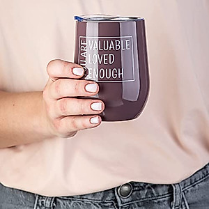 DIVERSEBEE Inspirational Gifts for Women, Men, Best Friend, Mom, Sister, Wife, Girlfriend, Boss, Coworker, Nurses, Thank You Encouragement Birthday Wine Gifts,Insulated Wine Tumbler with Lid (Plum)