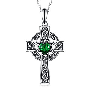 Peireara Claddagh Necklace for Women 925 Sterling Silver Celtic Claddagh Pendant Necklace Good Luck Celtic Kont Claddagh Irish Jewelry Gifts for Women Mom