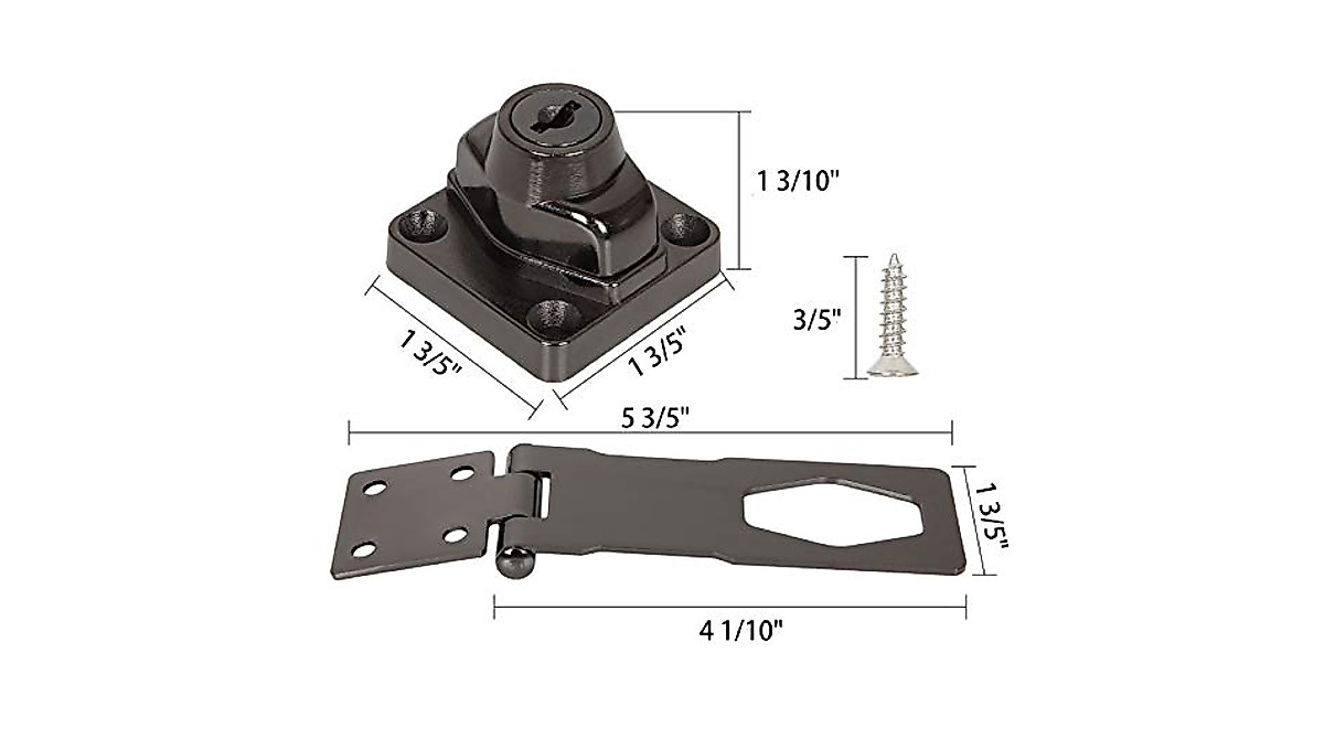2 Pack 4 Inch Keyed Hasp Locks for Cabinets and Doors