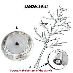 WELL-STRONG Jewelry Tree Necklace Earring Holder Modern Cute Bird Jewelry Stand for Women Girls Teen Silver