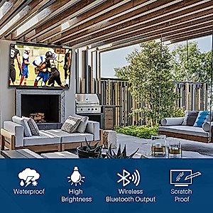SYLVOX 55 Inch Outdoor TV, Waterproof 4K Smart TV, High Brightness,7x16(H) Commercial Grade, Supports Wireless Connection & Wi-Fi, ARC &CEC, Suitable for Partial Sun (Deck series)
