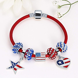 Bling Jewelry Starter Red Genuine Leather Bracelet For Women For Teen Fits European Beads Charm .925 Sterling Silver 7.5 Inch