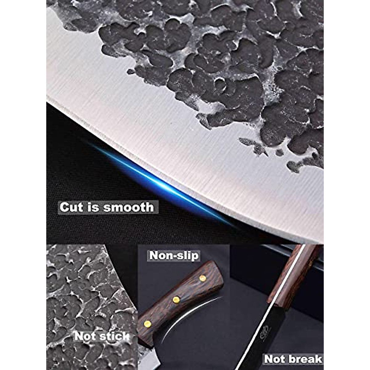 ZENG JIA DAO Butcher Knife - 7'' Bullnose Breaking Knife Meat Cleaver Knife for Meat Cutting - Vacuum Treated High Carbon Steel - Chopping Knife for Kitchen, Outdoor Camping, BBQ 2024 Gift