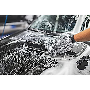 The Rag Company - Cyclone Ultra 8in x 9in Wash Mitt and Cyclone Ultra 10in x 10in Wash Pad - 70/30 Blend Korean Microfiber, Foam Padding, Scratch-Free, Lint-Free, Black (2-Pack)