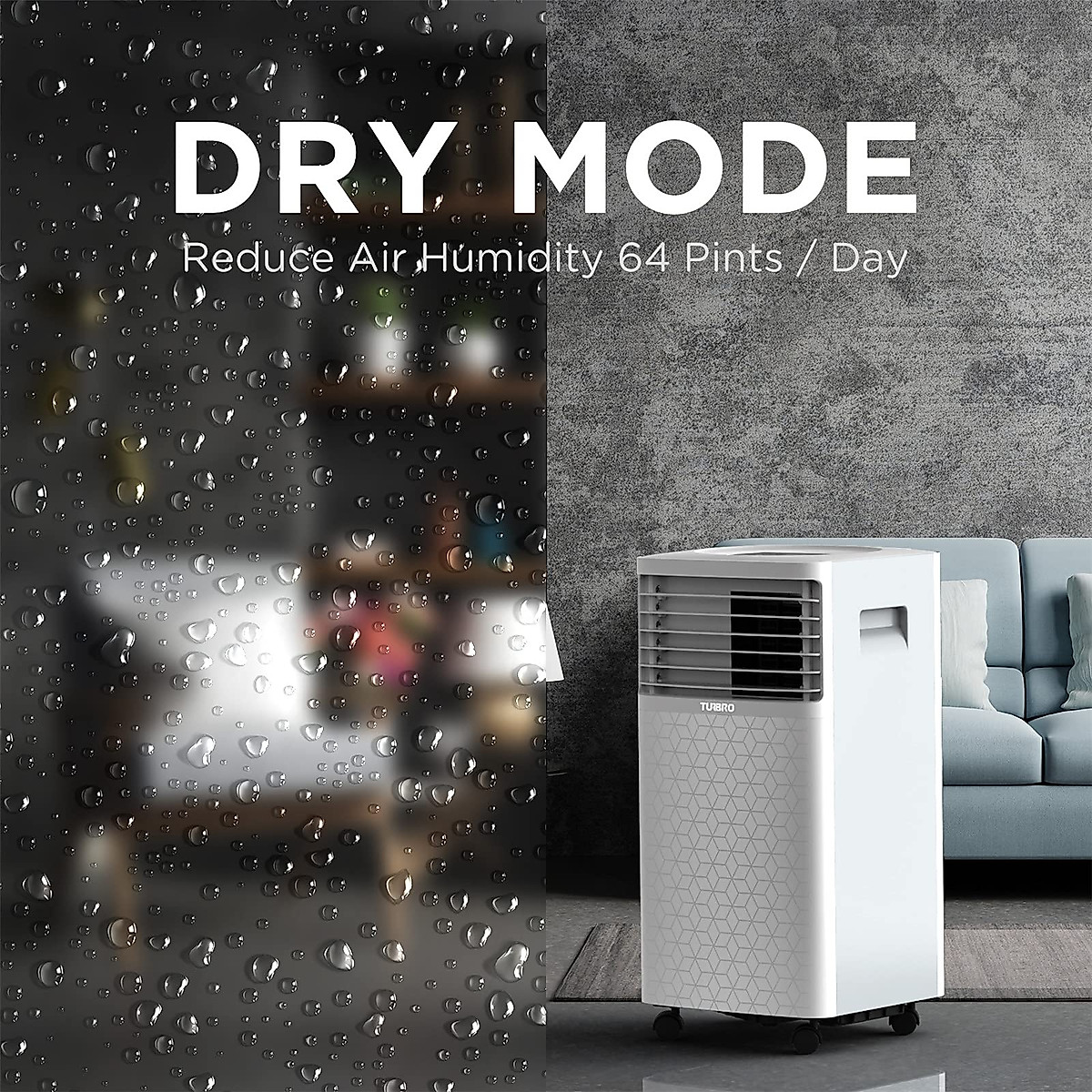 TURBRO Greenland 10,000 BTU ASHRAE (6,000 BTU SACC) Portable Air Conditioner, Dehumidifier and Fan, 3-in-1 Floor AC Unit for Rooms up to 400 Sq Ft, Sleep Mode, Timer, Remote Included