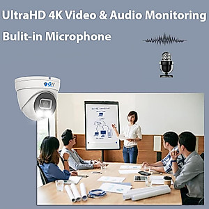 GW Security 8MP Full Time Color Night Vision Security Camera System with AI Face/Human/Vehicle Detection, 8CH 4K DVR and 4 x 3840TVL 8MP Outdoor Indoor Microphone Turret CCTV Cameras, 1TB Hard Drive