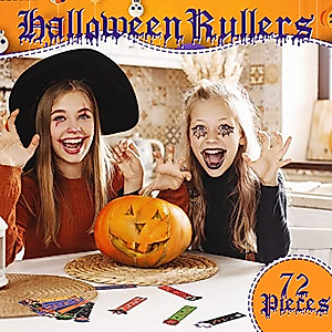 72 Pcs Halloween Bookmark Rulers Party Favor Pack with Halloween Themed Prints Cartoon Pumpkin Book Marks Halloween Book Marks for Halloween Party Decor Classroom Rewards and Trick or Treat Prizes