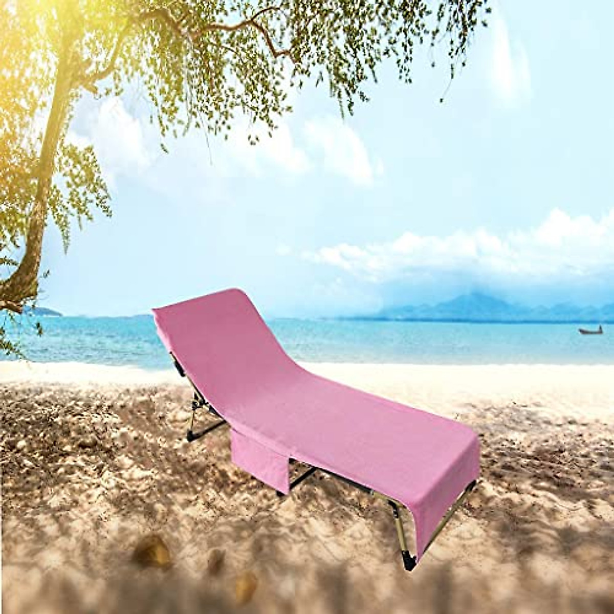 UGPLM 2Pcs Beach Towel with Side Pockets for Pool and Garden Hotel 85 X 29 Inch