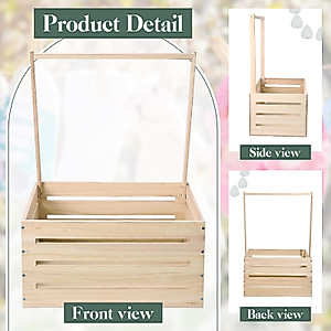 Barydat Large Wooden Baby Shower Crate Closet with Handle and Garland, 17.7inch Baby Shower Basket for Newborn Girl Boys Gifts Pregnancy New Parent(Wood Color)