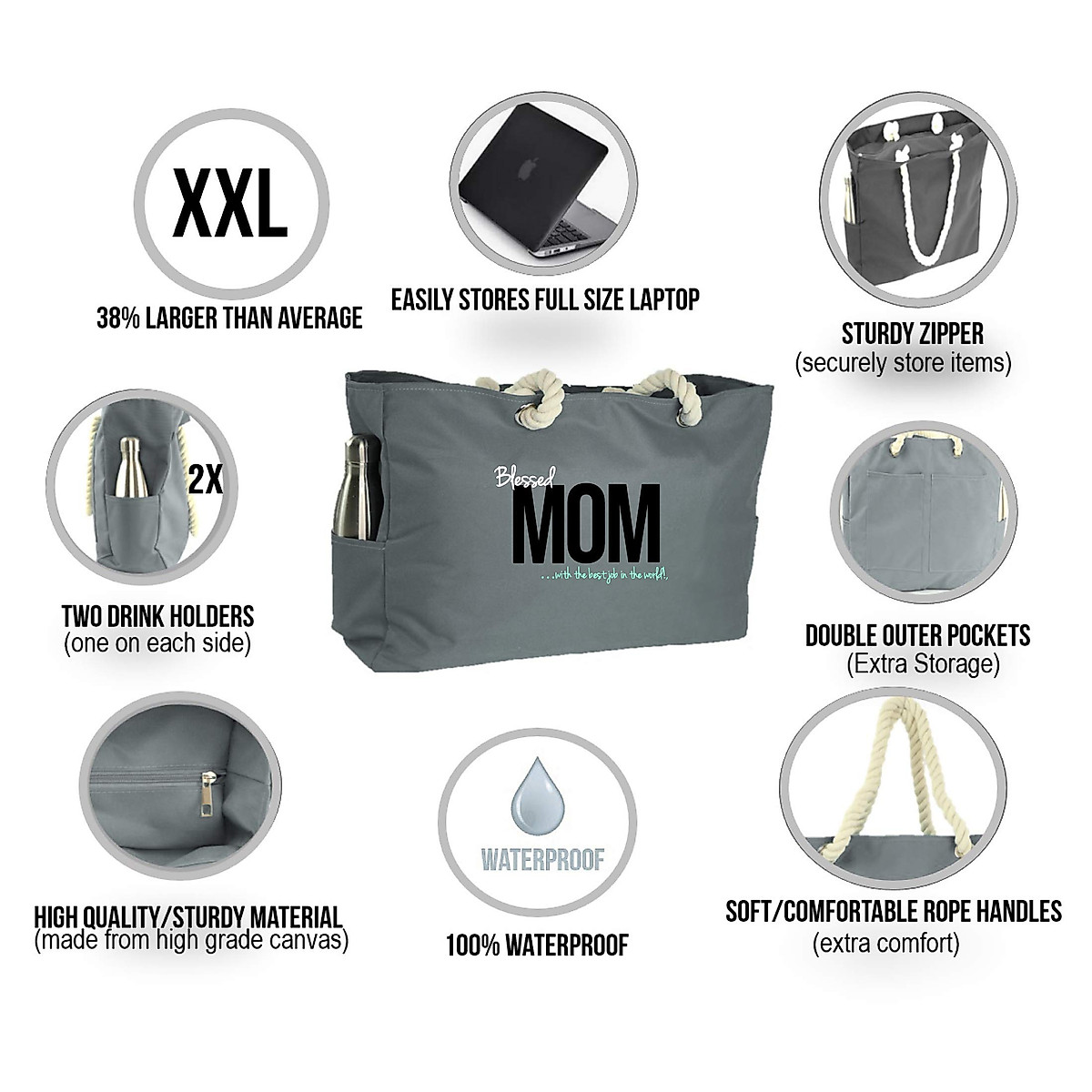KEHO XXL Ultimate"Mom" Hospital Bag/Overnight Pregnancy Bag - (Grey)
