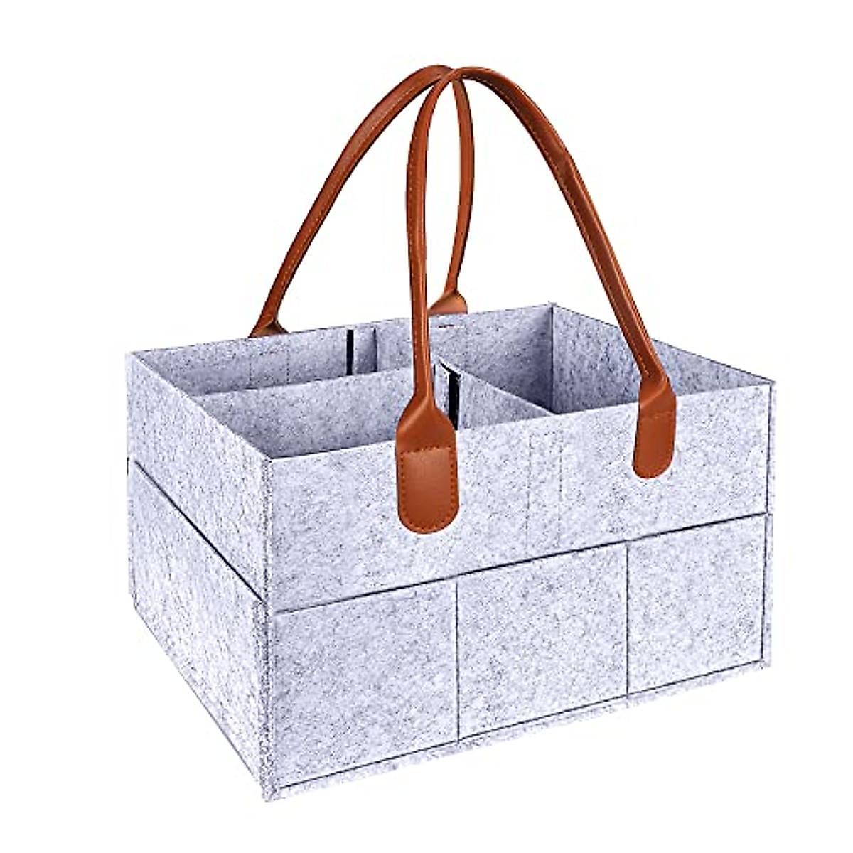 Baby Diaper Caddy Organizer Yubella Extra Large Nursery Storage Bin,Car Organizer for Diapers and Baby Wipes,Grey,Sturdy with Stiff Sides,Holds Enough Diapers,As Bed Organizer,Secondary Diaper Station