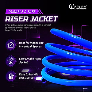 NewYork Cables Cat 6 Cable 1000ft – Cat6 Riser (CMR) - 4 Pair UTP Solid Conductor - 23 AWG 550 MHz, 1 GBit/s High Speed Quality Tested Bulk Ethernet Cable (Blue)