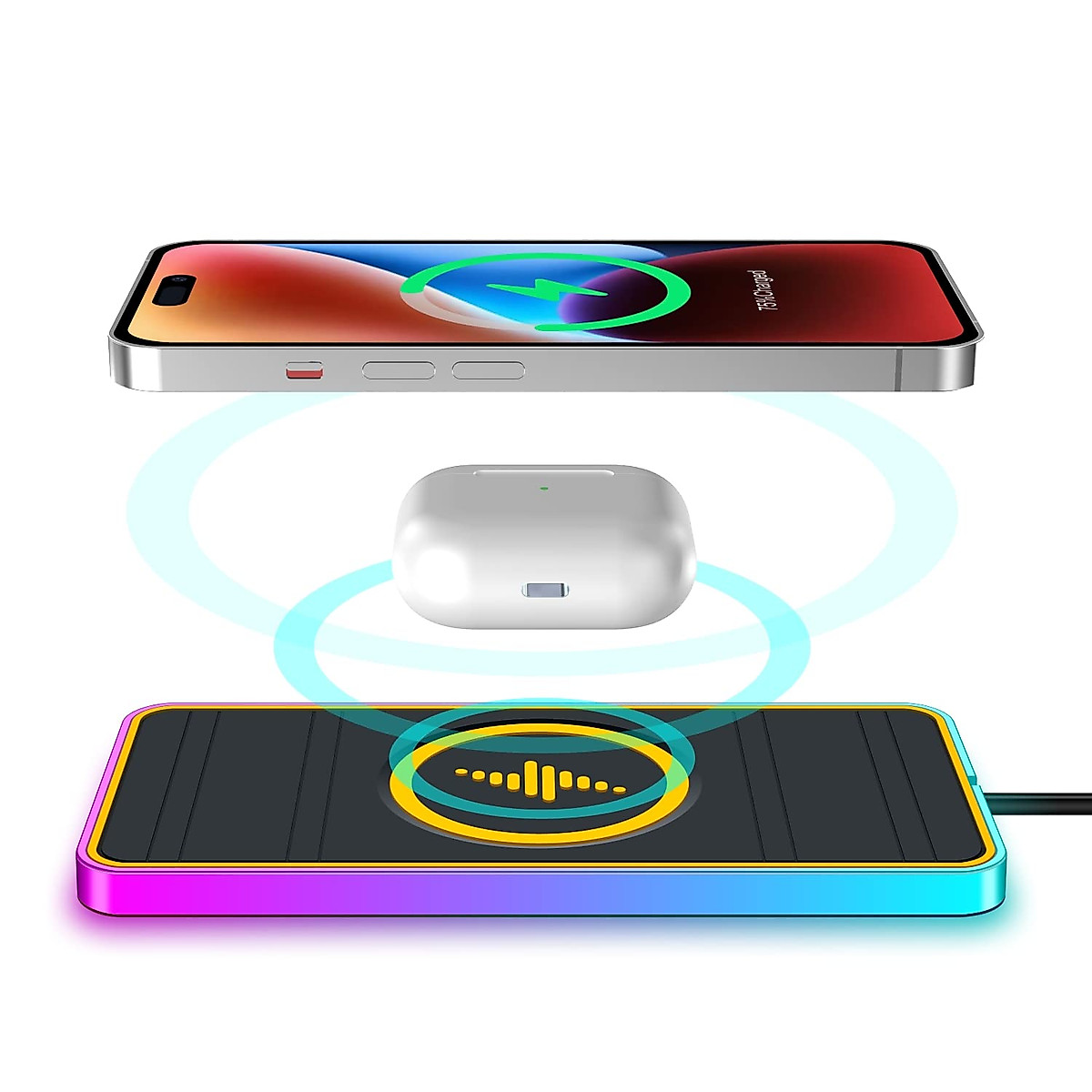 Wireless Car Charger, LANSEMKU Wireless Car Charging Pad Non Slip Car Wireless Phone Charging mat fit for iPhone 14 13 12 11 Pro Max Xs, Samsung Galaxy S23 Ultra S22 S21 S20, S10+ S9+ Note 9, etc