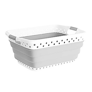 Collapsible Laundry Basket- Square Space Saving Pop Up Clothes, Multiuse Organizer/Storage Container with Comfort Grip Handles by Lavish Home (Gray)