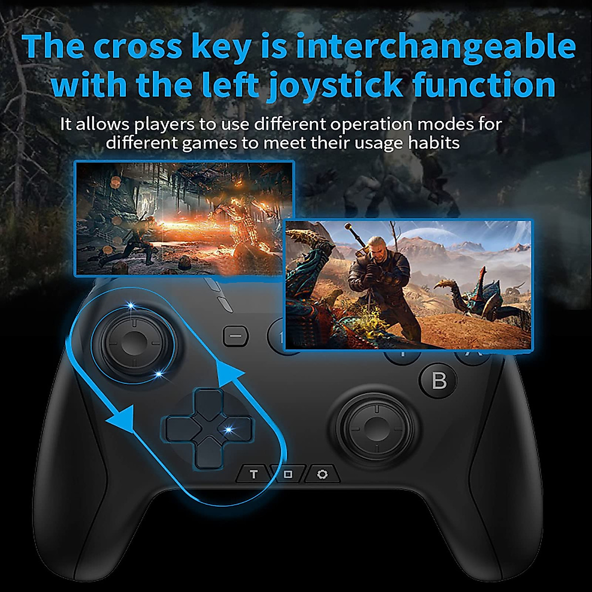 Bluetooth Controller for Switch/Mac/PC/Steam/Mobile Phone/iOS/Android//TV/iPad/Table/Apple Arcade MFi Games, switch pro controller wireless with Adjustable Dual Motion,Turbo,Macros,6-Axis,Wake Up for Black Myth: Wukong