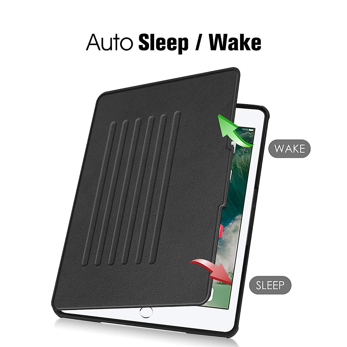 Fintie Magnetic Stand Case for iPad 6th / 5th Generation (2018/2017), iPad Air 2 / Air 1 (9.7 Inch) - [Multiple Secure Angles] Shockproof Rugged Soft TPU Back Cover, Auto Wake/Sleep, Black