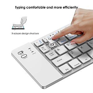 IKOS Folding Bluetooth Wireless Keyboard Slim Pocket Portable Travel Foldable Full Size Keyboard with Stand Holder for iPhone6-13 Max iPad Mini/Pro/Air, iOS Android Windows Laptop Smartphone/Tablet