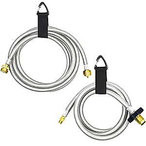GardenNow Upgraded Propane Brass 4 Port Tee Kit Propane Brass Tee Adapter Kit with 5FT and 12FT Stainless Braided Hoses Allow for Connection Between Auxiliary Propane Cylinder and Propane Appliances