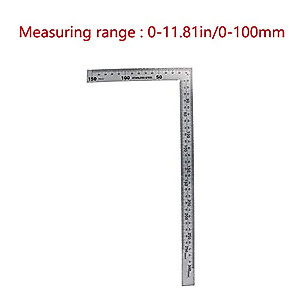 Bettomshin 1Pc L Shaped Ruler, 150x300mm Stainless Steel Straight Edge Ruler, 90 Degree Square Layout Tool, Thicken Right Angle Ruler Measuring Gauge for Carpenter Engineer, Random Font Color