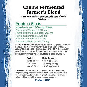 Canine Fermented Farm Superfood Dog Supplement | Vitamin & Mineral Rich Blend Packed with Dog Digestive Enzymes and Probiotics | Fermented Spinach, Pumpkin, Blueberry, Beets, & Turmeric for Dogs