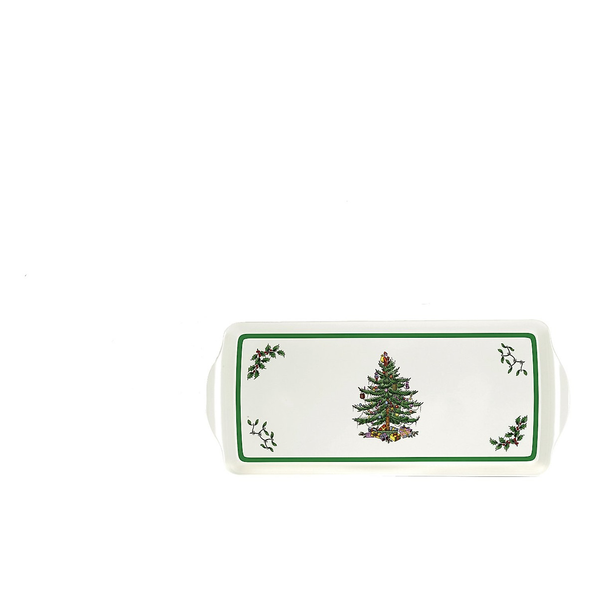 Spode Christmas Tree Melamine Sandwich Tray with Handles, 15-1/4-Inch
