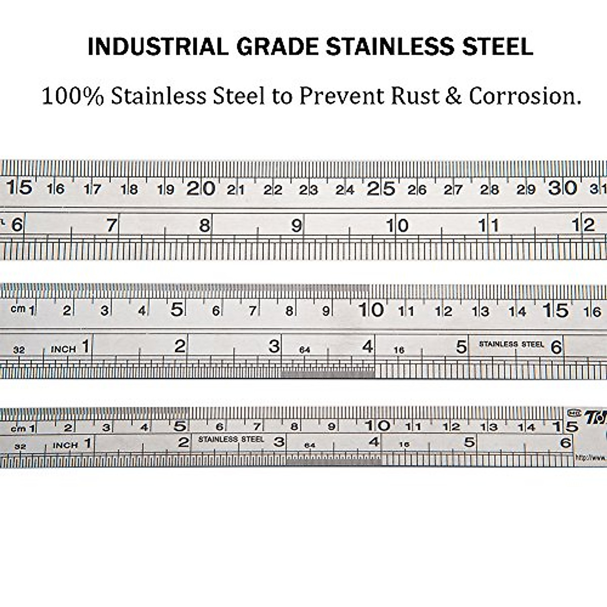 ZZTX Metal Ruler Stainless Steel Ruler Straight Edge Measuring Tool 6 Inch +12 Inch + 16 Inch 6 Pack Set