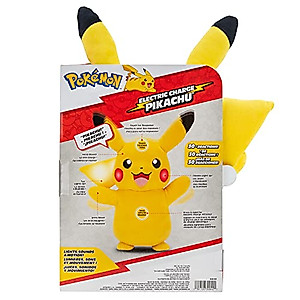 POKEMON Pikachu Electric Charge - 10 Inch Interactive Plush with Lights, Voice Reactions, and Thunder FX