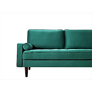 Container Furniture Direct Womble Modern Velvet Upholstered Living Room Diamond Tufted Chesterfield Loveseat with Gleaming Nailheads, Pine Green