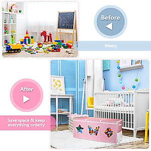 Extra Large Toy Box Chest for Girls, Collapsible Sturdy Toy Chest Bins with Lids, Kids Toy Storage Organizer Baskets for Kids, Boys, Girls, Nursery Room, Playroom, Bedroom, Closet, 40x14x17inch