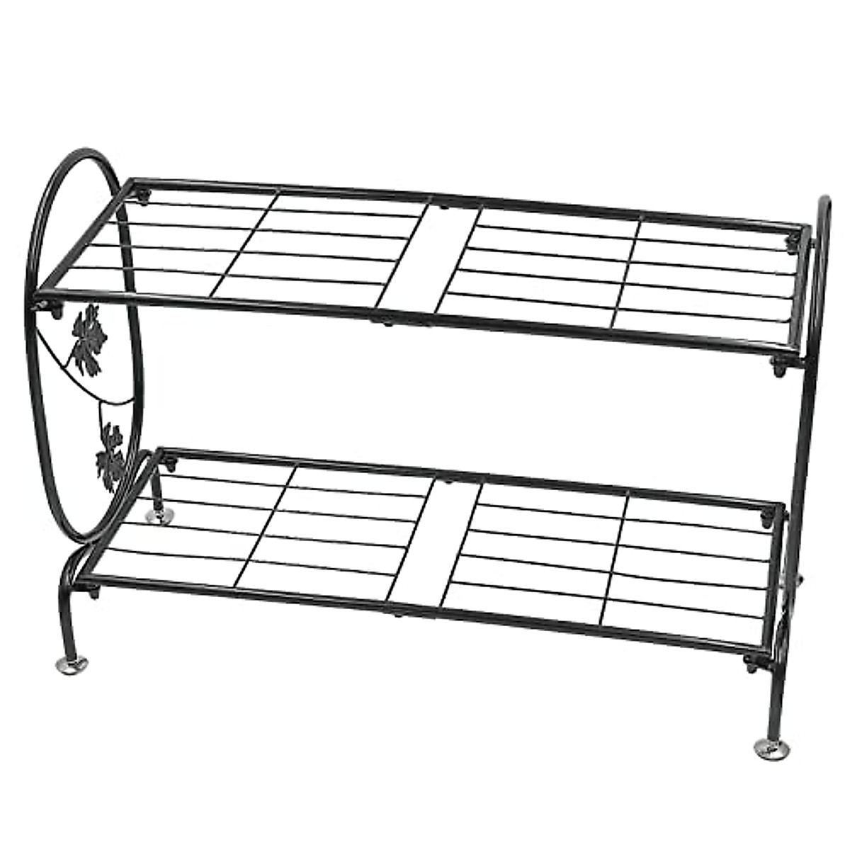 2-Tier Shoe Rack Stand, Metal Iron Wire Shoe shelf Storage Organizer, For Entryway, Hallway, and Closet Rustic Black 24"x10.5"x16.5"