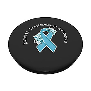 Adrenal Insufficiency Awareness Floral Light Blue Ribbon PopSockets Swappable PopGrip