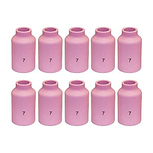 WeldingCity 10-pk Gas Lens Ceramic Cup Alumina 54N15 (#7, 7/16") for TIG Welding Torch 17, 18 and 26 Series from Weldcraft Lincoln Miller ESAB CK