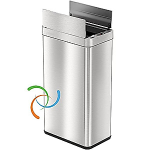 iTouchless, 68 Liter Wings-Open Sensor Trash Can & Pet-Proof Lid, Stainless Steel, 18 Gallon & AC Power Adapter for Automatic Sensor Trash Cans