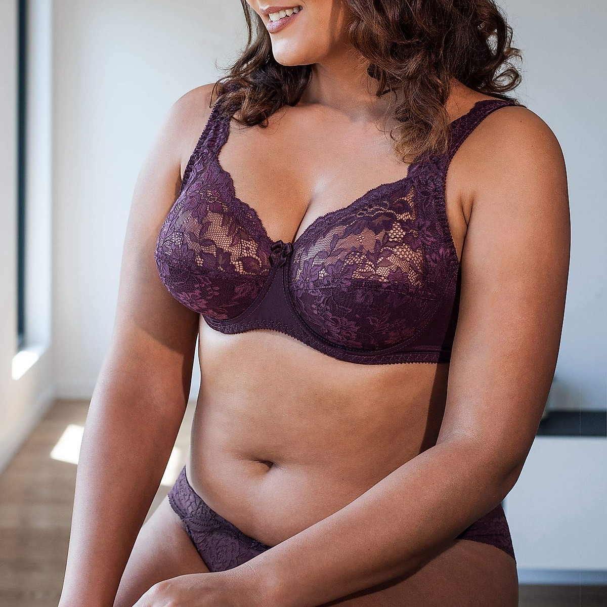 frugue Minimizer Underwire Comfort Unlined Plus Size Bra Purple US 40 C