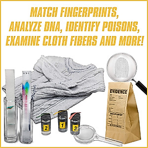 WILD! Science WS103XL Crime Scene Investigation - Forensic Science Kit - Ages 8+ - Match Fingerprints, Analyze DNA, Find Secret Messages and More!