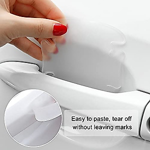 Klyuqoz Car Door Handle Protector, Car Door Handle Scratch Protector Pack of 16, Universal Car Clear Door Bowl Paint Protection Film Waterproof Anti-Scratch Stickers (Clear, Black)