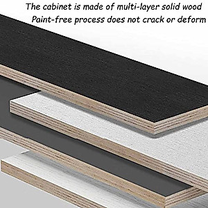 TISSY Bathroom Mirror Cabinet, Wall Mounted Smart Medicine Cabinet with LED Mirror, Anti-Fog Waterproof, Touch Switch, Wooden Housewarming Gift, 90cm/36inch (Color : Black, Size : 80cm)