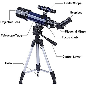 Telescope, Telescope for Kids Beginners Adults, 400mm AZ Mount 16X-200X Telescope, 70mm HD Refractor Astronomical Telescope with Adjustable Tripod, Backpack, Phone Adapter…